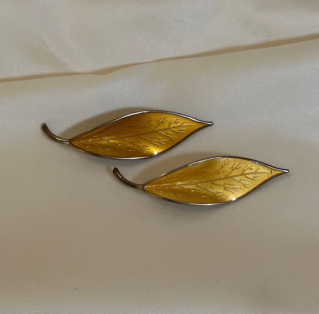 Vintage NORWAY Silver David-andersen Willy Winnaess 1950s Yellow Leaf ...
