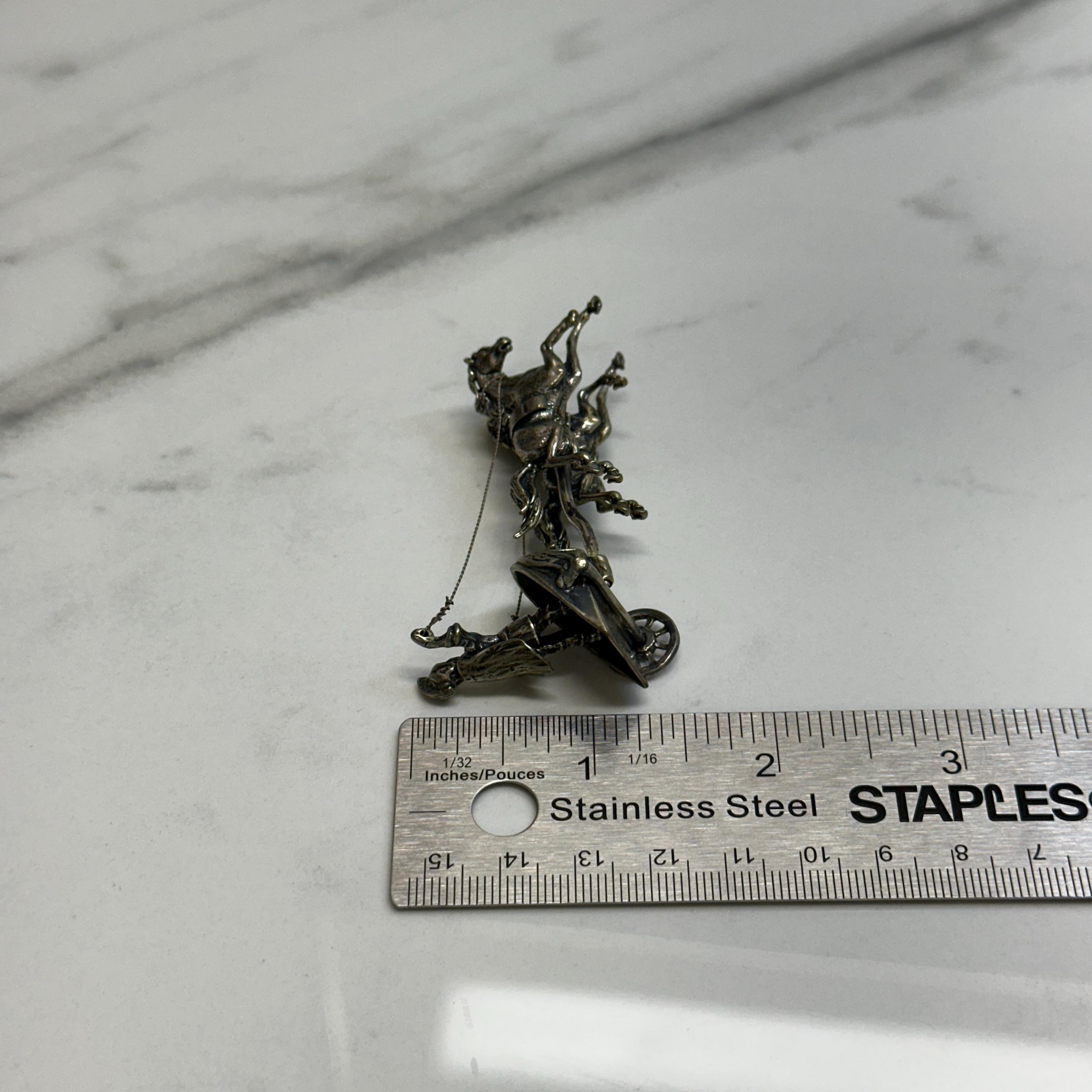 Chariot of Achilles Miniature Sculpture, 800 Silver Antique Horse Buggy ...