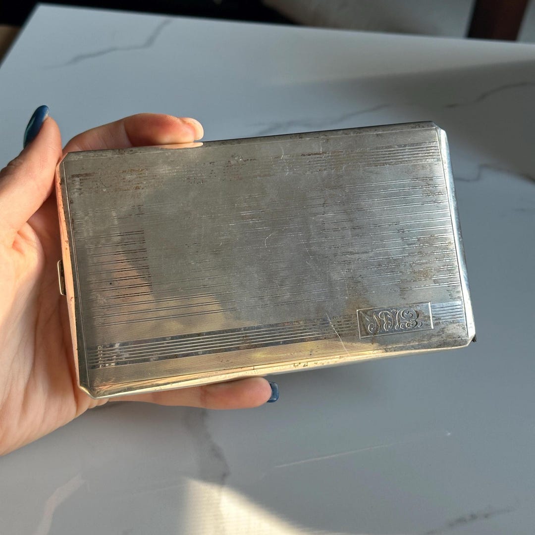 Vintage Sterling Large Card or Cigarette Pocket Case, Striped Detailed ...