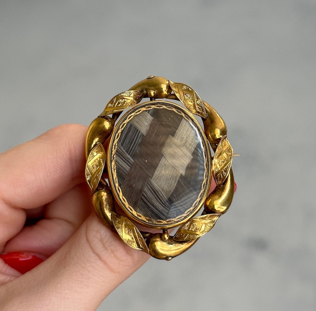 Memento Mori Victorian Mourning Hair Brooch, Unique Antique Weaved ...