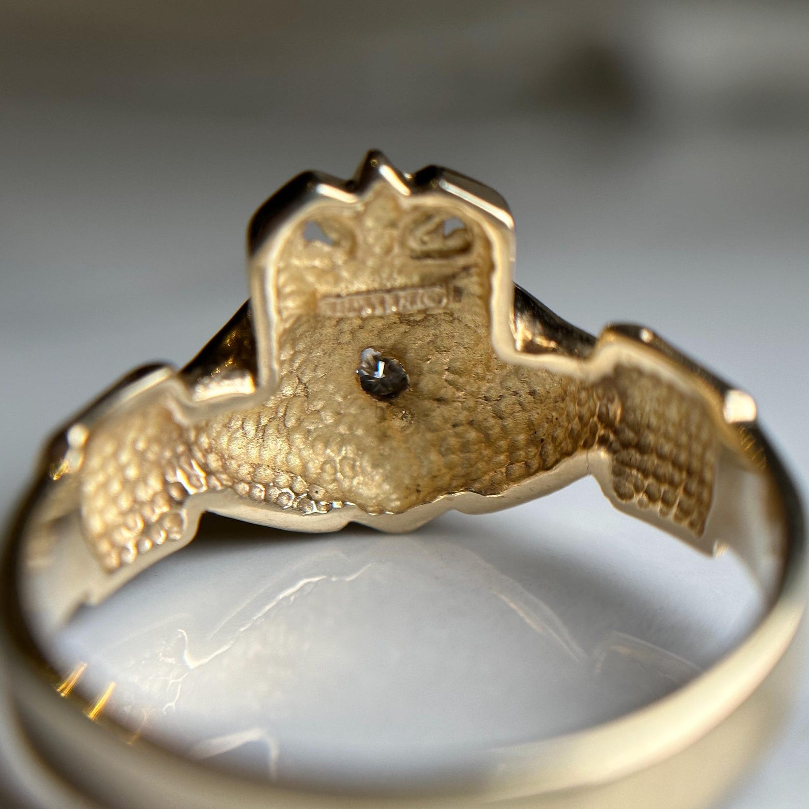 Estate Diamond Irish Claddagh Ring, 10KT Gold and Diamond Celtic ...