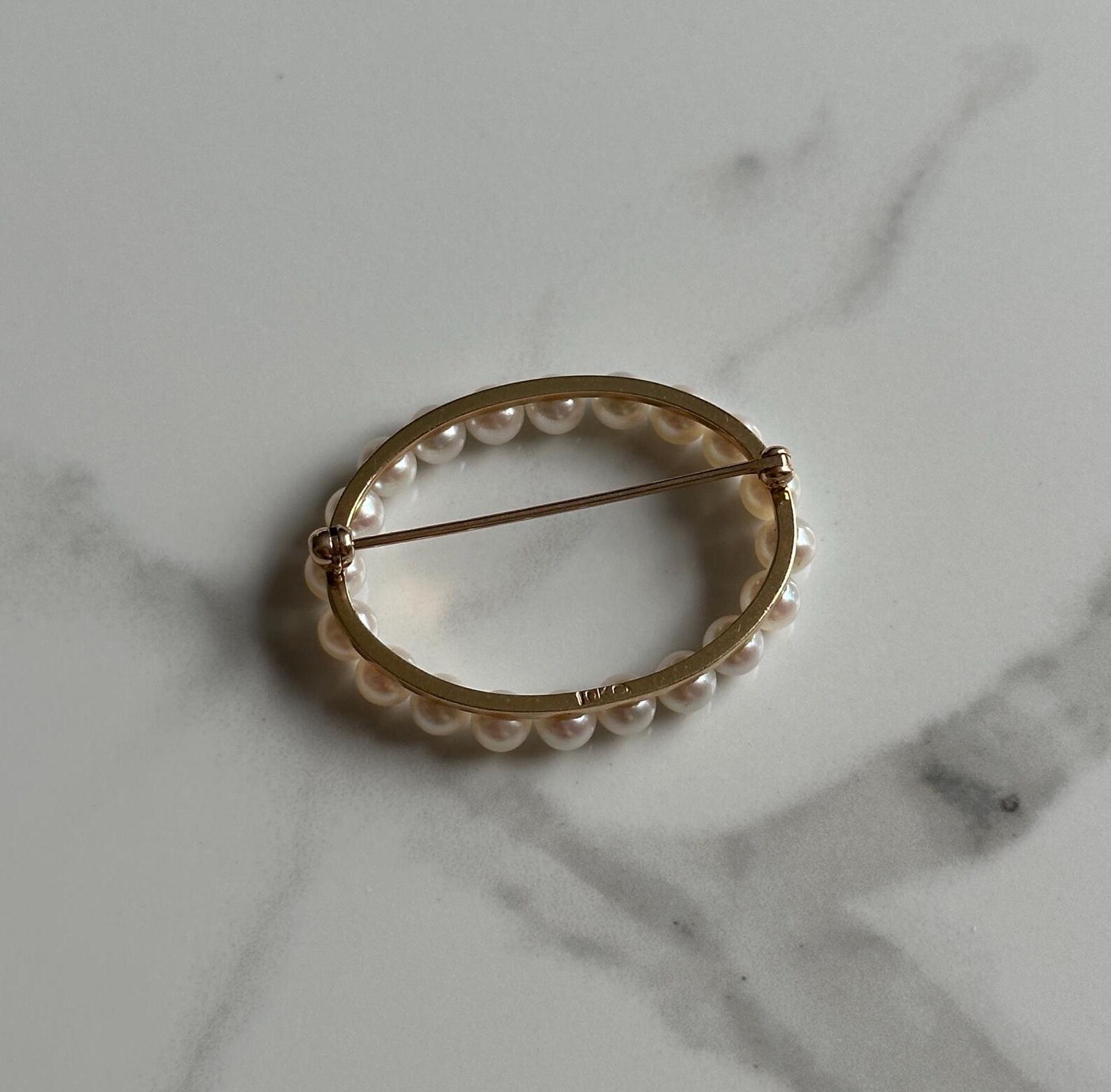 Estate 10KT Gold Oval Shaped Pearl Brooch, Adorable Gold Pearl Pin, 20 ...