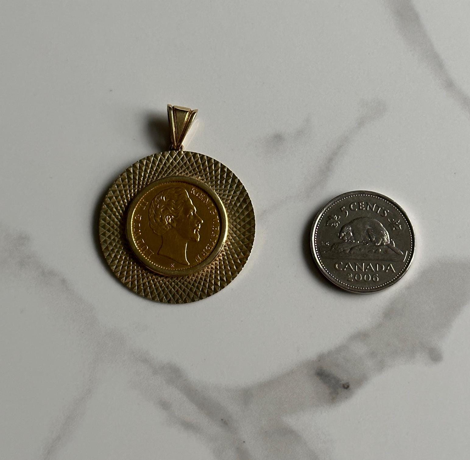 Antique German Coin King Ludwig II Gold Coin 14KT 585 Yellow Gold ...