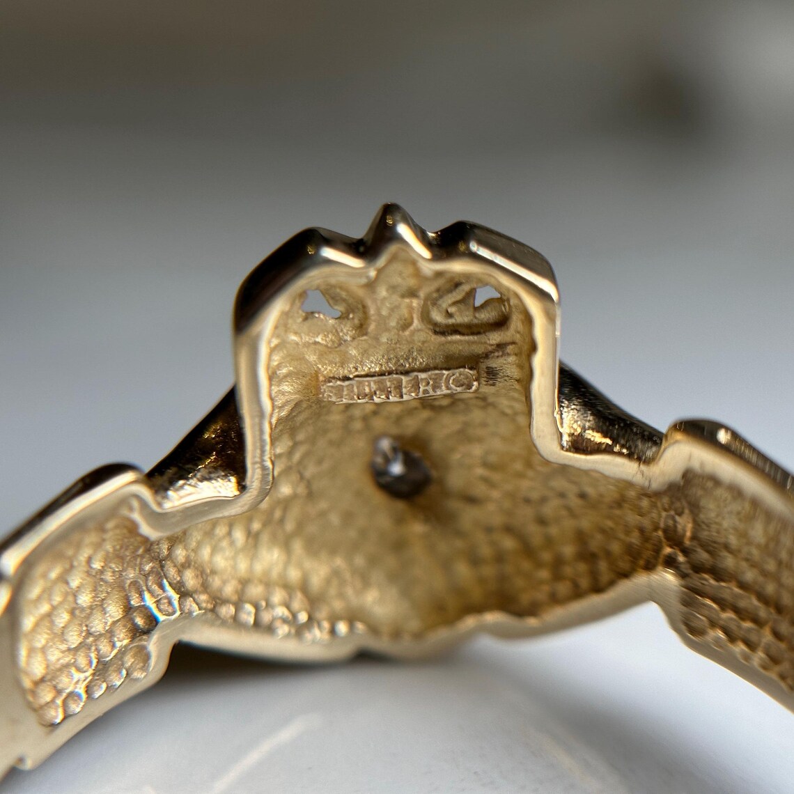 Estate Diamond Irish Claddagh Ring, 10KT Gold and Diamond Celtic ...