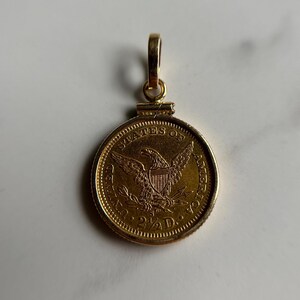 Antique USA Gold Coin Pendant Set in 14KT Bezel 1877-S Liberty Head Quarter Eagle Coin Pendant ...