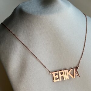 Rose Gold 'erika' Necklace, 10KT Block Letter Name Pendant Necklace ...