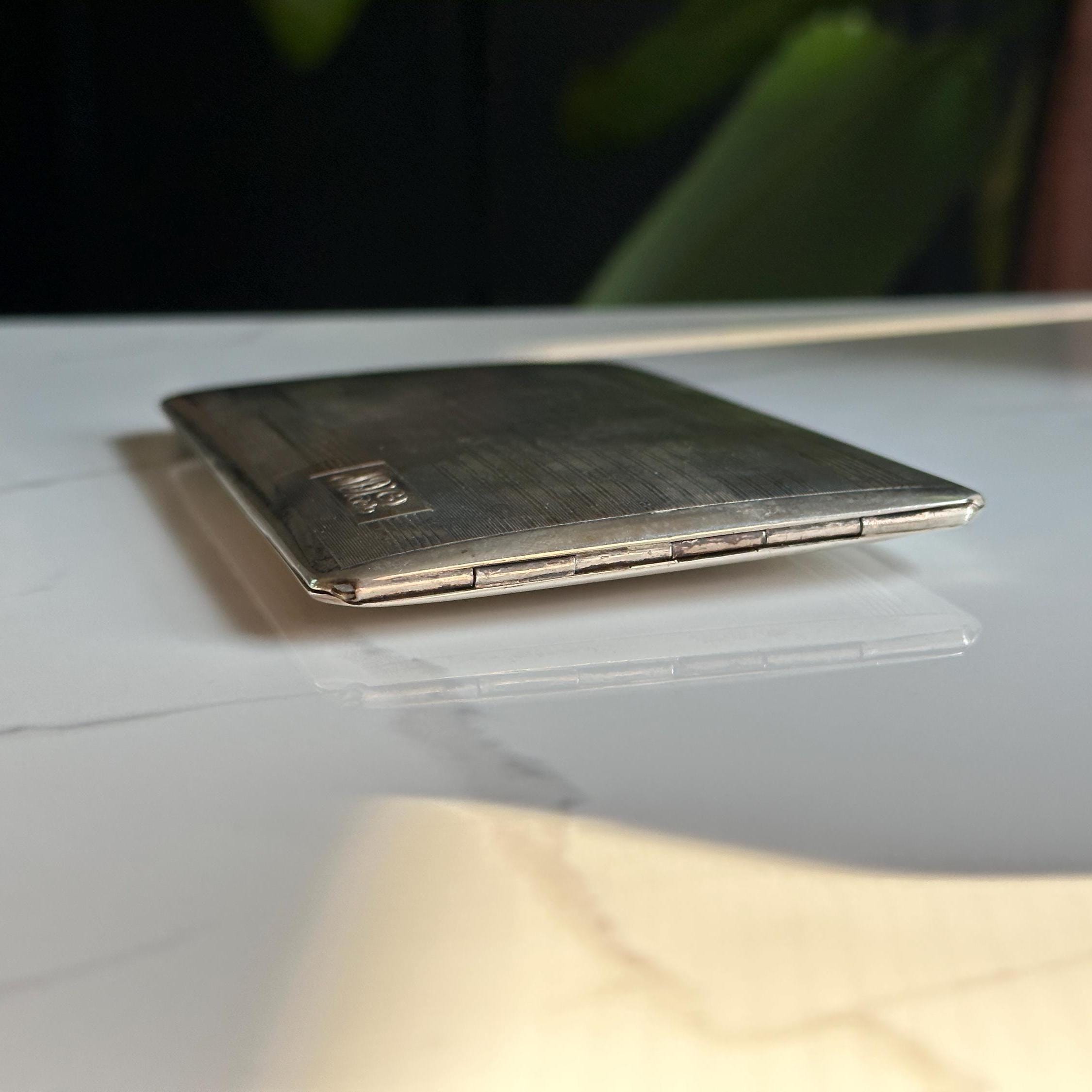 Vintage Sterling Large Card or Cigarette Pocket Case, Striped Detailed ...