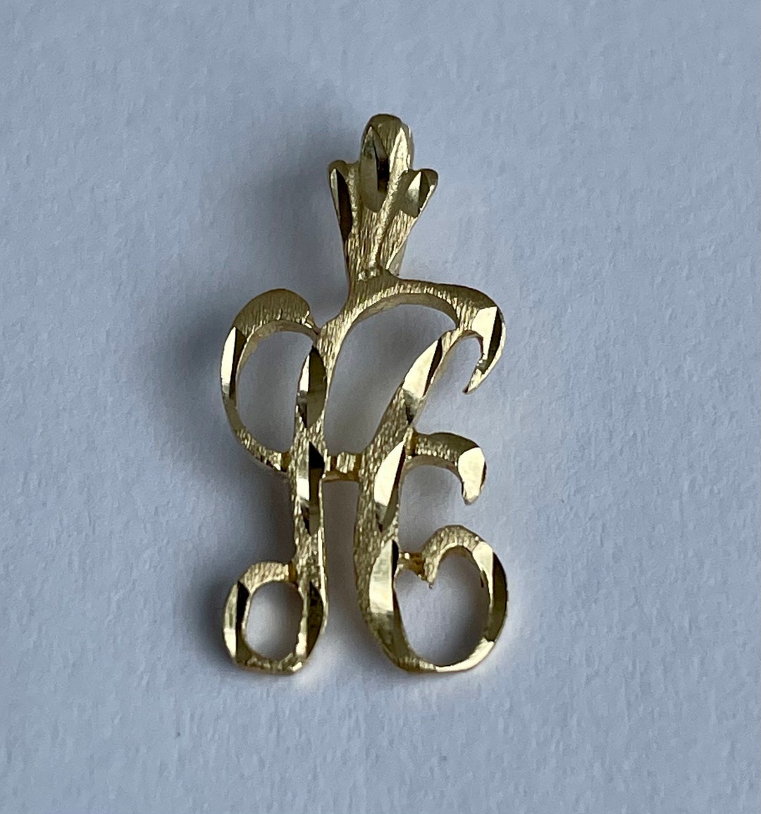 Estate 14KT Letter A Charm, Yellow Gold Script Cursive Initial Letter A ...