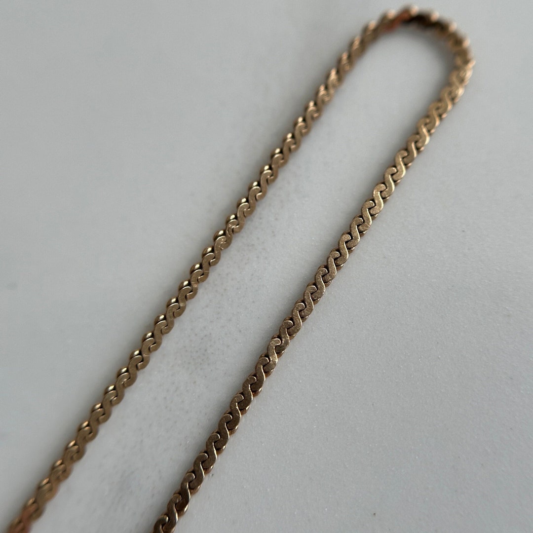 Dainty 10KT Gold Serpentine Chain Bracelet, Thin Yellow Gold Serpentine ...