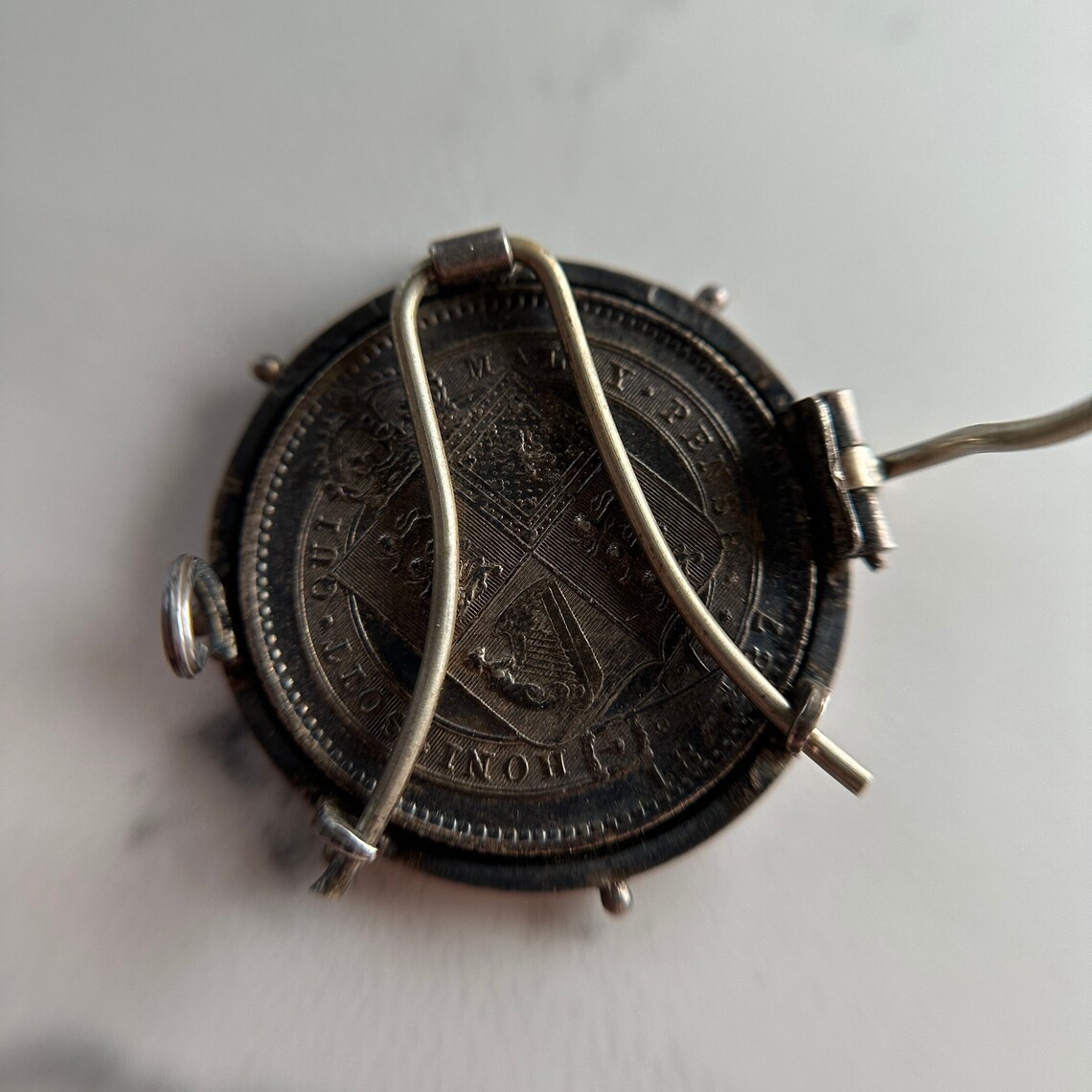 Great Britain Silver Shilling Crown "victoria" 1887 Coin Pin, Removable ...