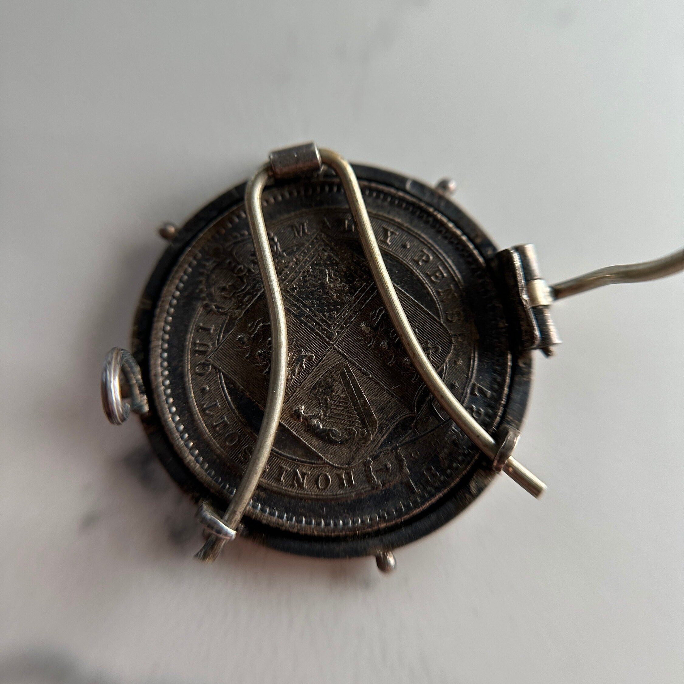 Great Britain Silver Shilling Crown "victoria" 1887 Coin Pin, Removable ...
