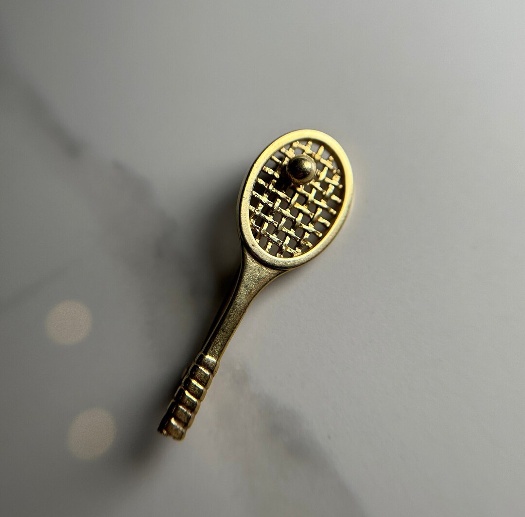 Vintage 15KT Gold Tennis Racket Pin, Yellow Gold Sports Racket With ...