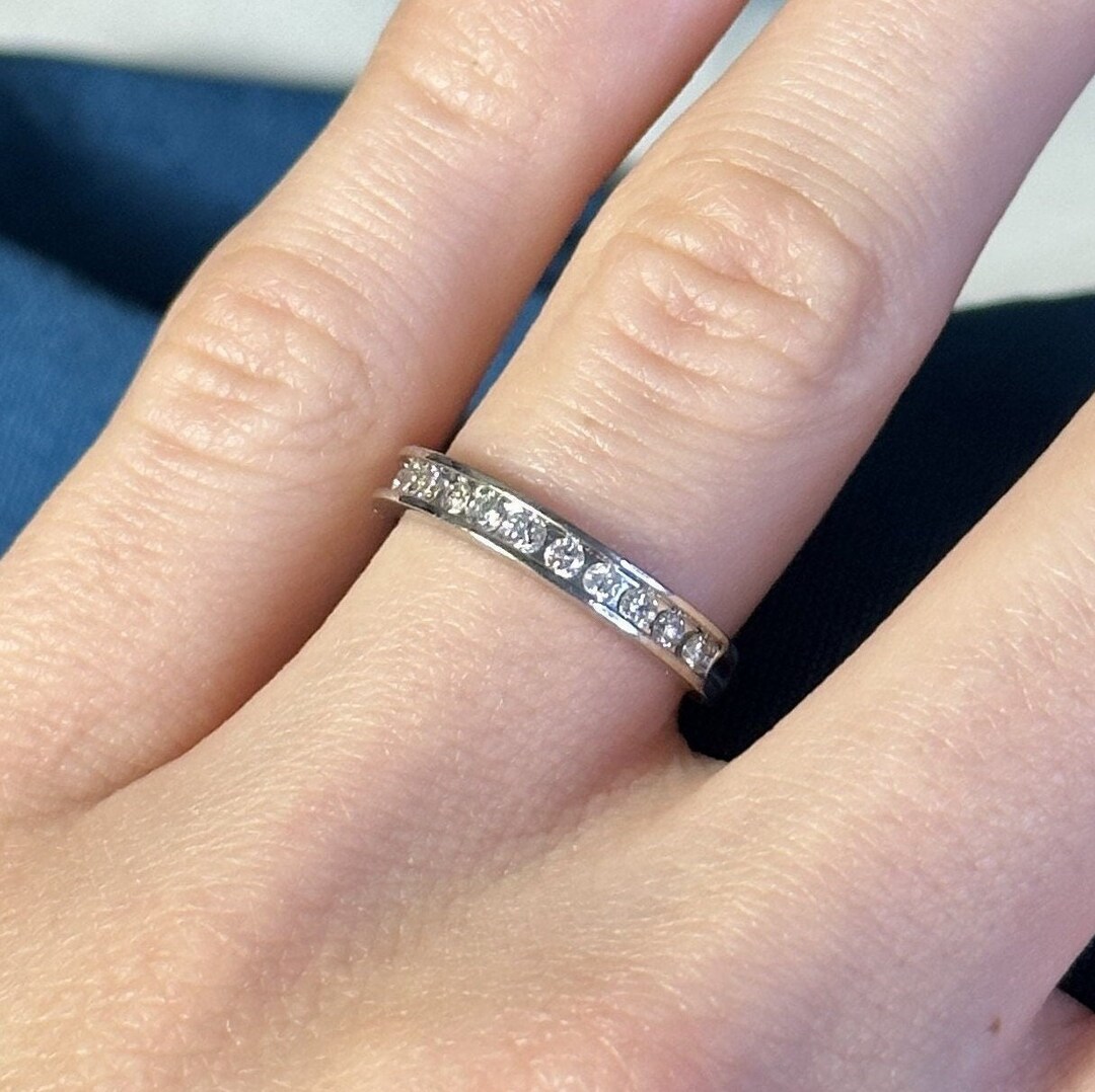 10KT White Gold Diamond Anniversary Style Ring, Channel Set Round ...