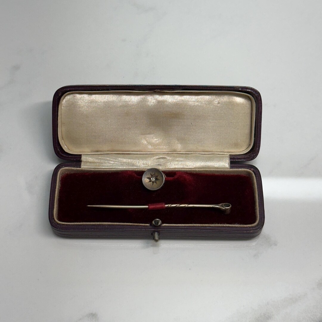 Antique Victorian 15ct Gold Diamond Stick Pin in Original Box | Star ...