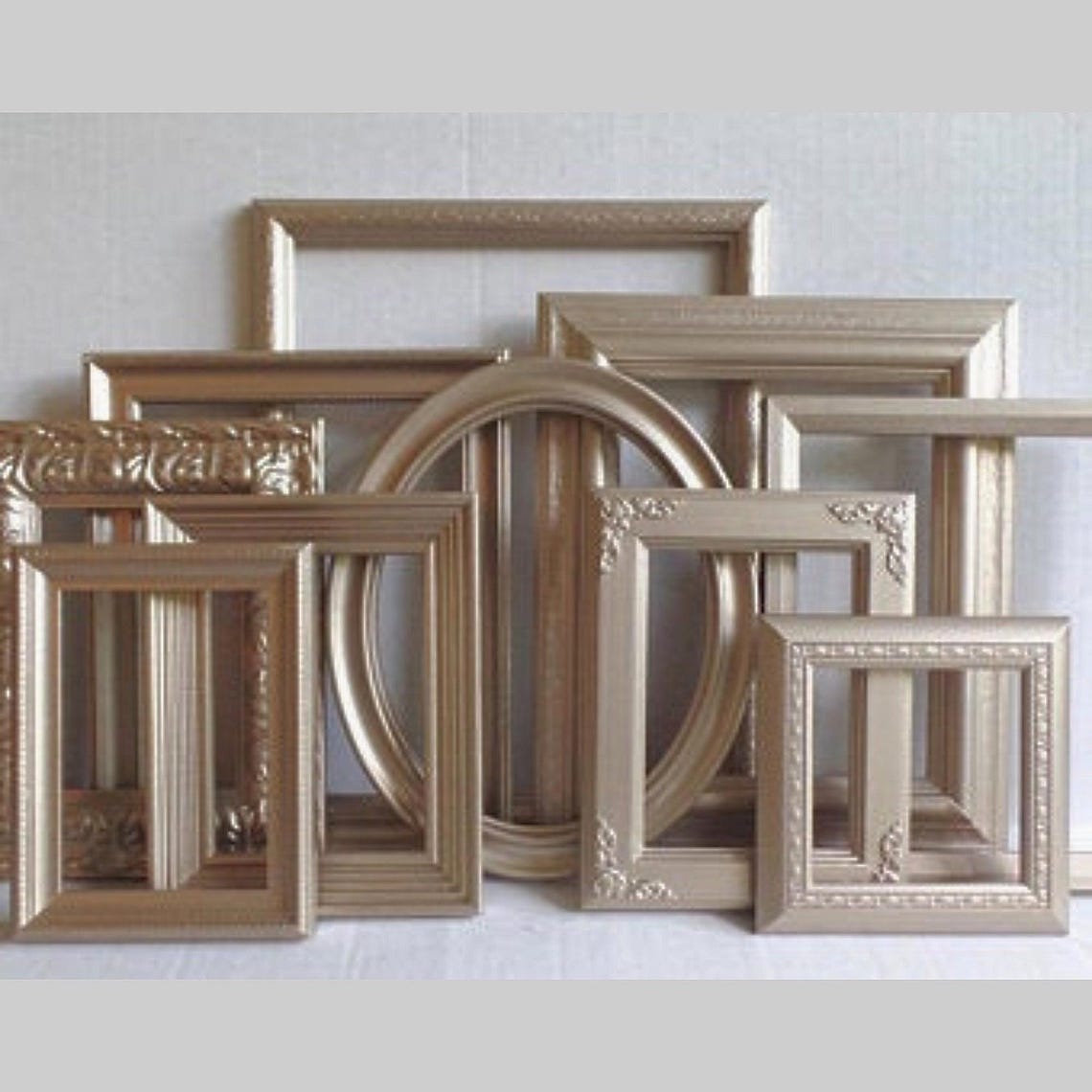 Metallic Champagne Gold Picture Frame Set - Custom Gallery Wall ...