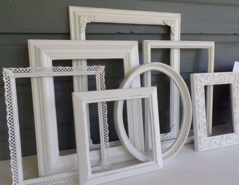 White Picture Frame Set - Vintage Gallery Wall - Ornate - Wedding ...
