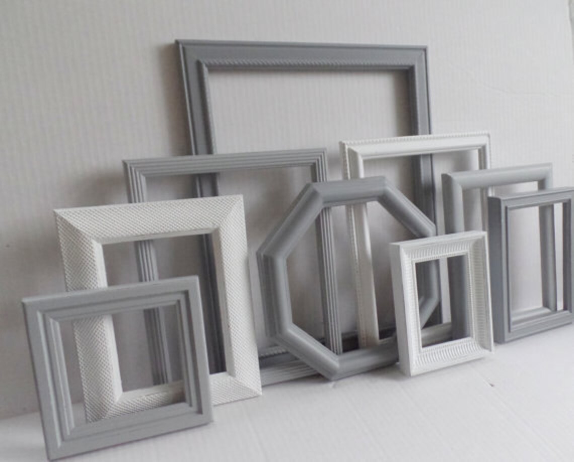 Gray Grey White PICTURE FRAMES Set Vintage Ornate Baby - Etsy