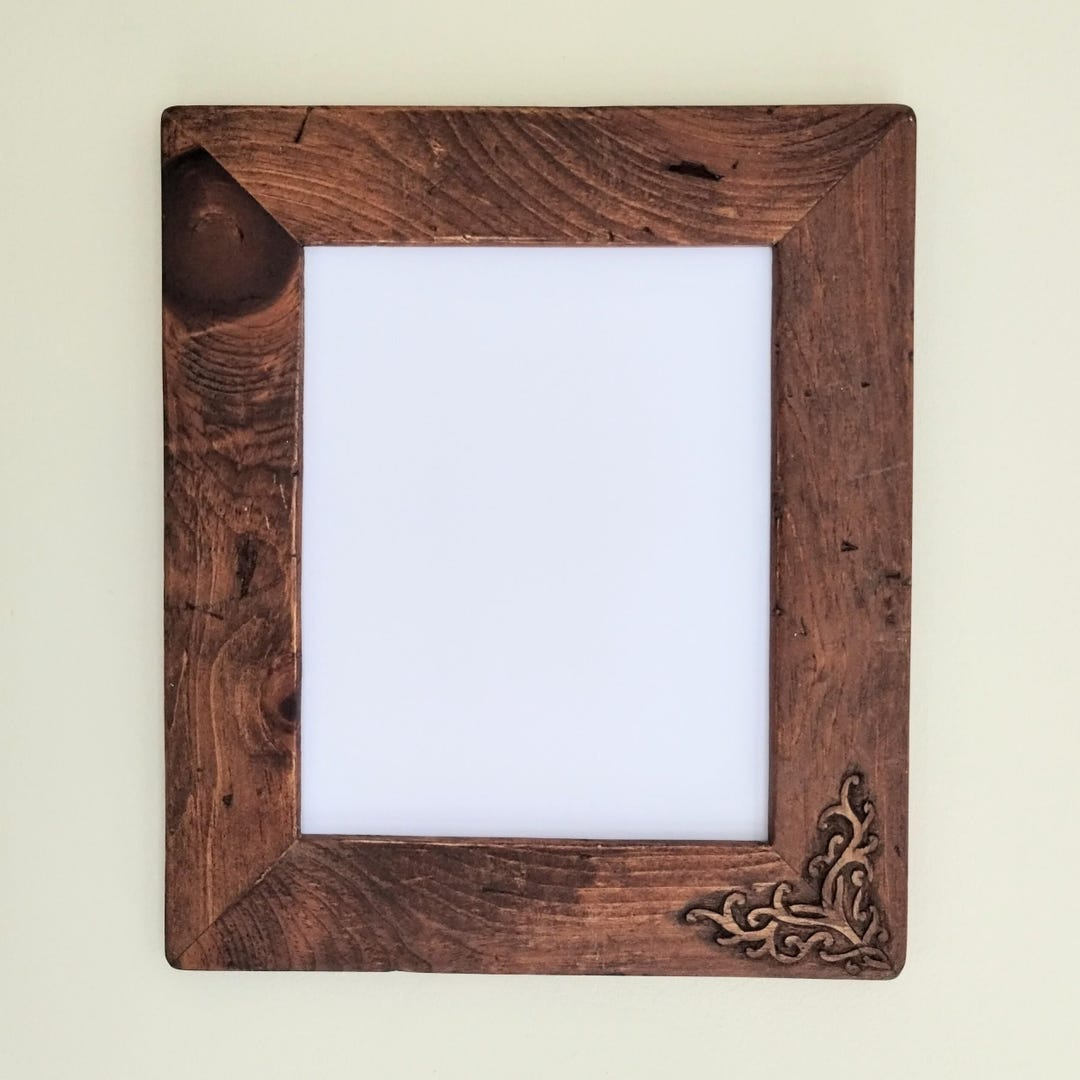 Hand Carved Solid Wood Picture Frame - Vintage Photo Frame - Ornate ...