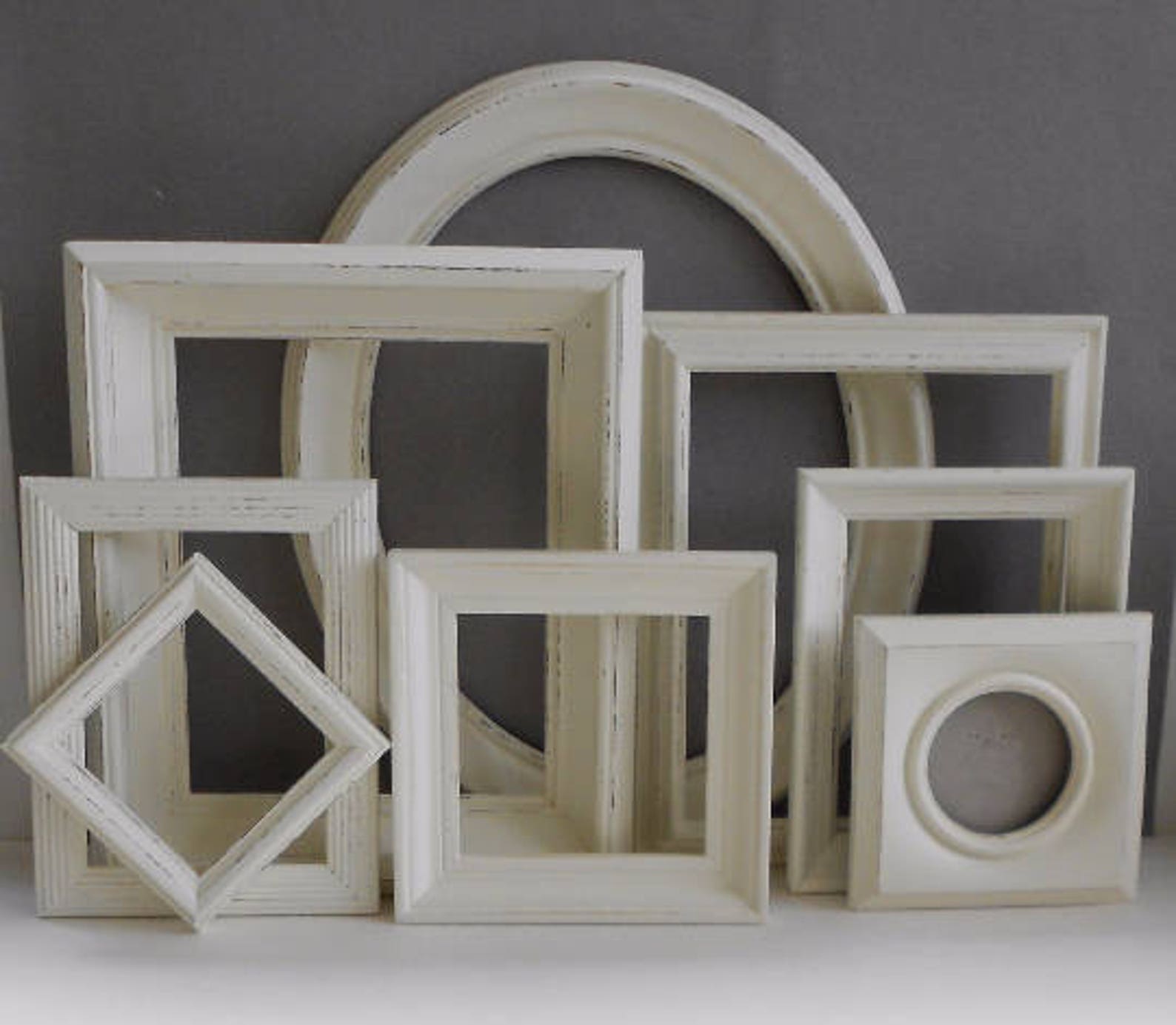 Farmhouse PICTURE FRAMES Set Rustic Frame Set Antique White | Etsy