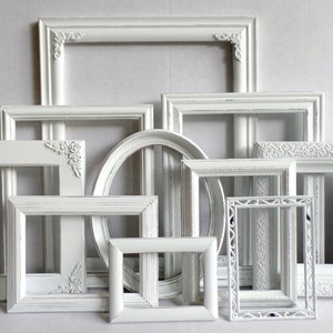 White Picture Frame Set - Bright White Farmhouse Decor - Ornate Frames ...