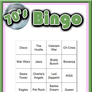 1970's Themed Bingo Set - Etsy