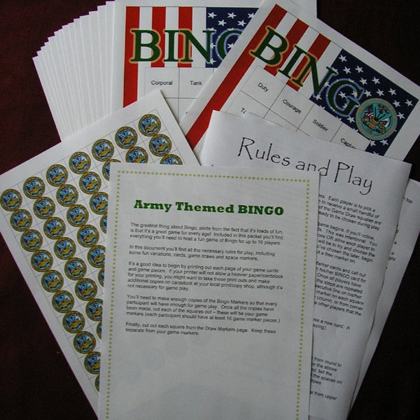 Army Bingo - Etsy