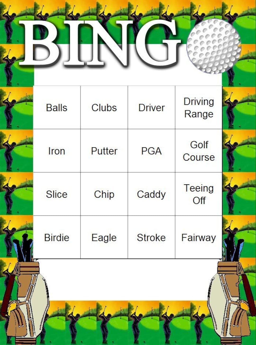 Golf Themed Bingo Set - Etsy