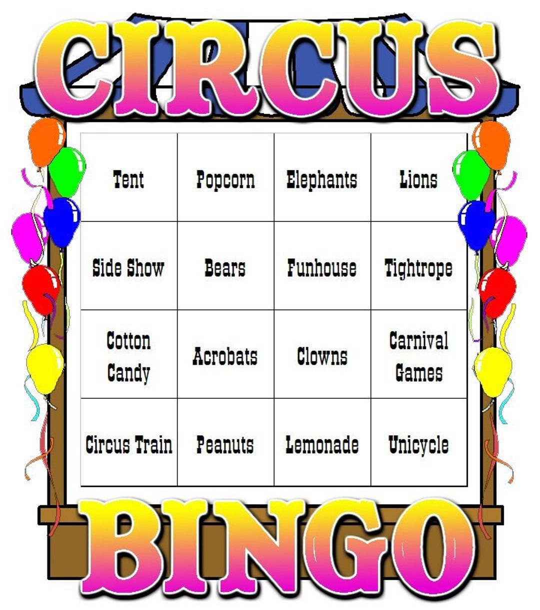 Circus Themed Bingo Set - Etsy