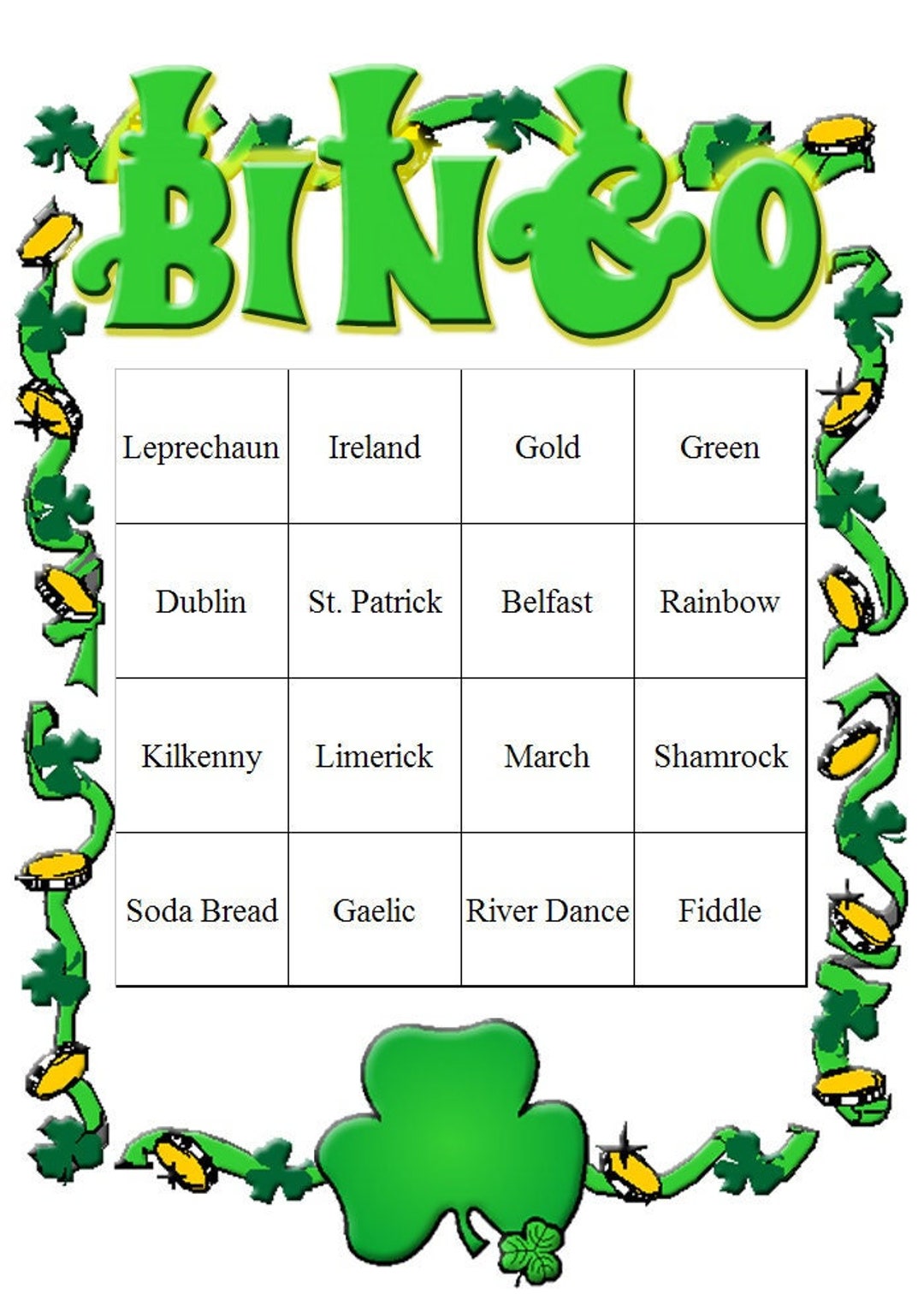 St. Patrick's Day Irish Themed Bingo Set - Etsy