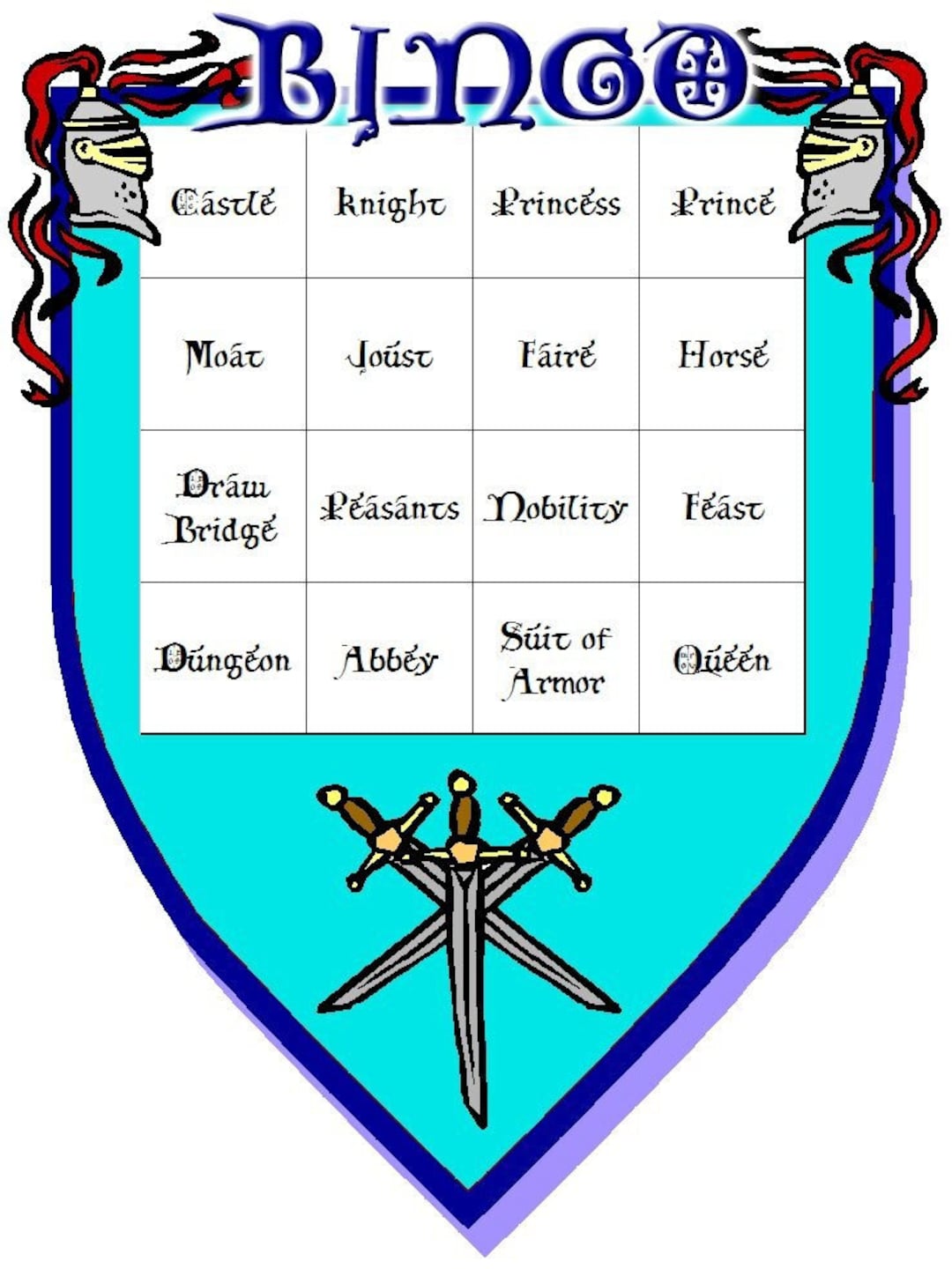 Medieval Themed Bingo Set - Etsy