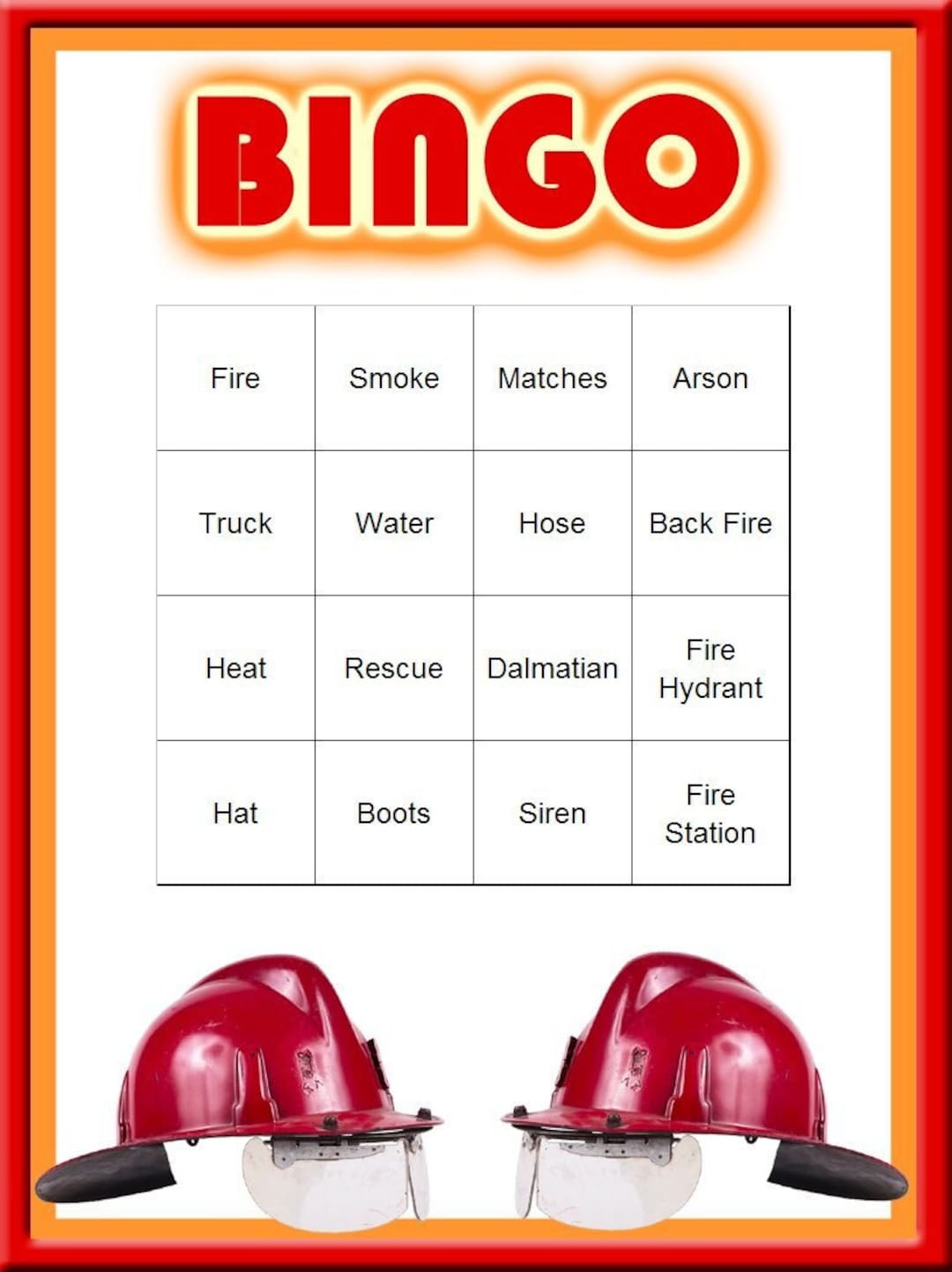 Firefighter Themed Bingo Set - Etsy