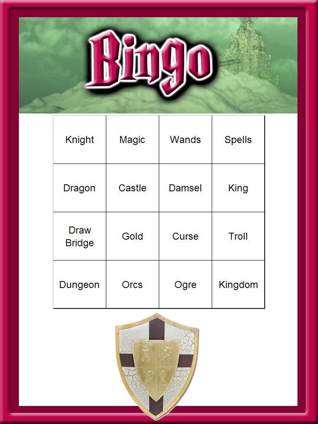 Fantasy Themed Bingo Set - Etsy