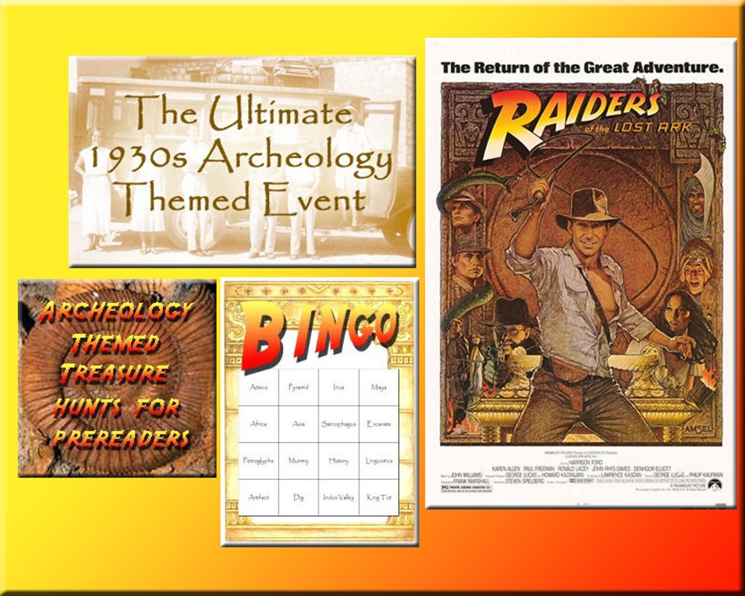 Indiana Jones Party Games – Archaeology Bingo, Treasure Hunt (digital ...