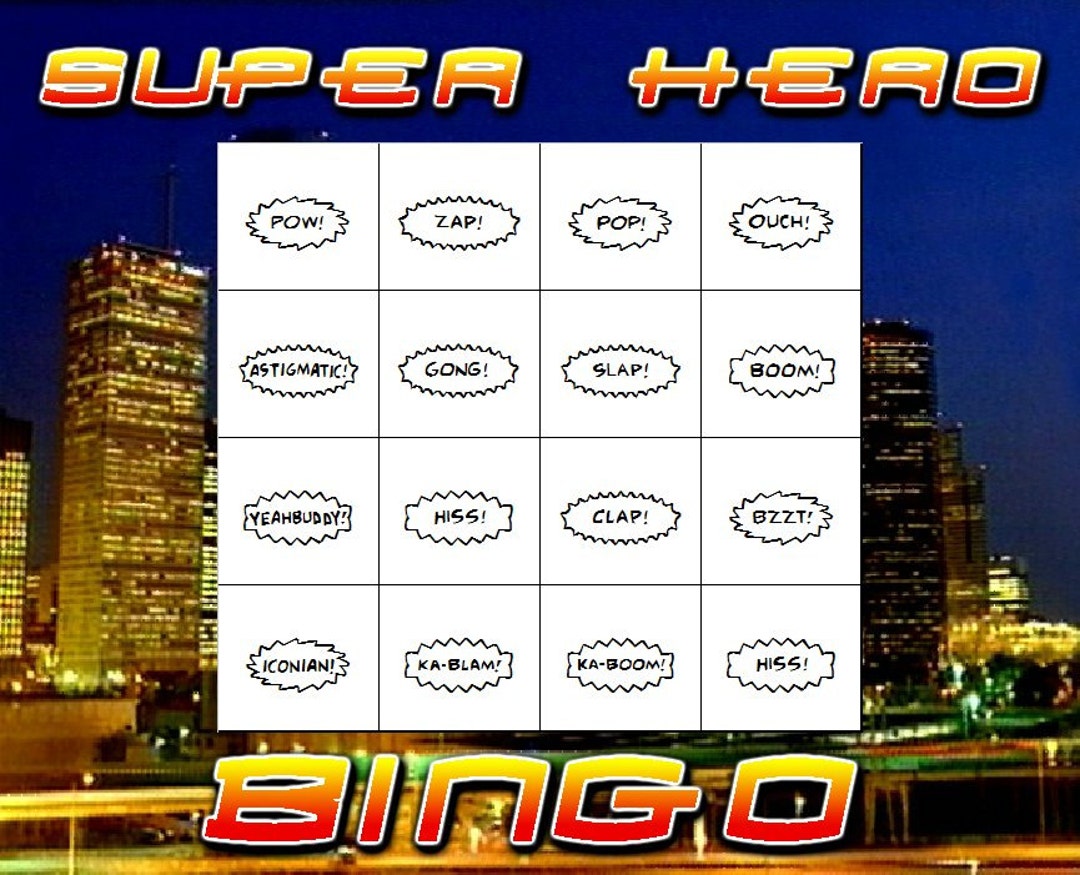 Super Hero Themed Bingo Set - Etsy