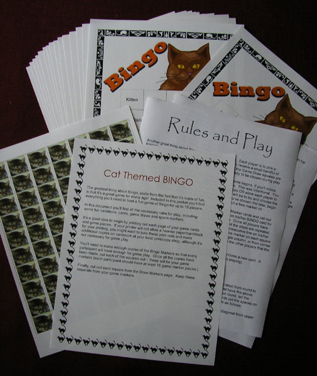 Cat Themed Bingo Set - Etsy