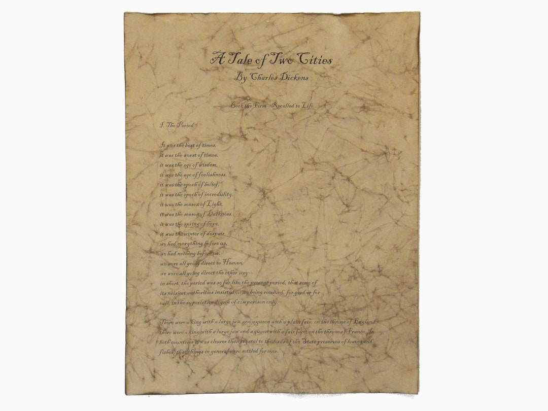 A Tale of Two Cities - Antiqued Reproduction of First Page - Etsy