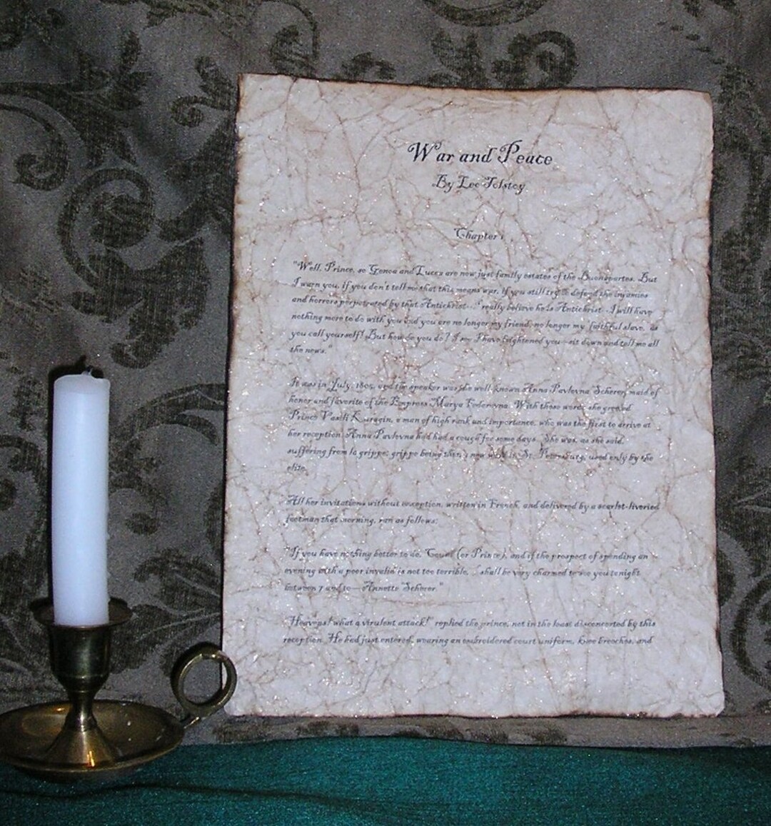 War and Peace - Antiqued Reproduction of First Page - Etsy