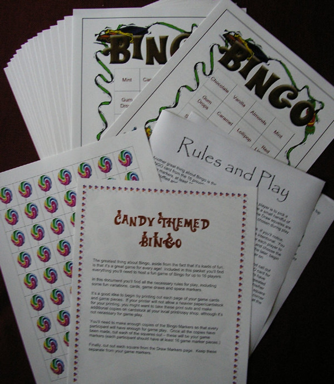 Candy Themed Bingo Set - Etsy