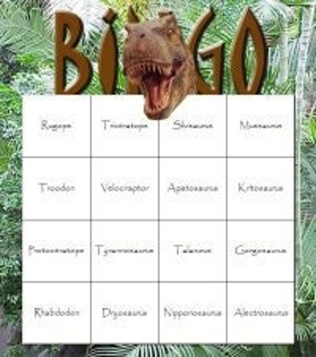 Prehistoric Dinosaur Themed Bingo Set - Etsy