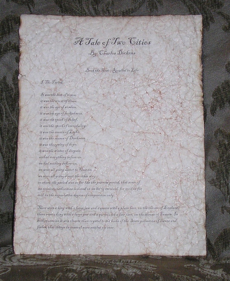 A Tale of Two Cities Antiqued Reproduction of First Page | Etsy