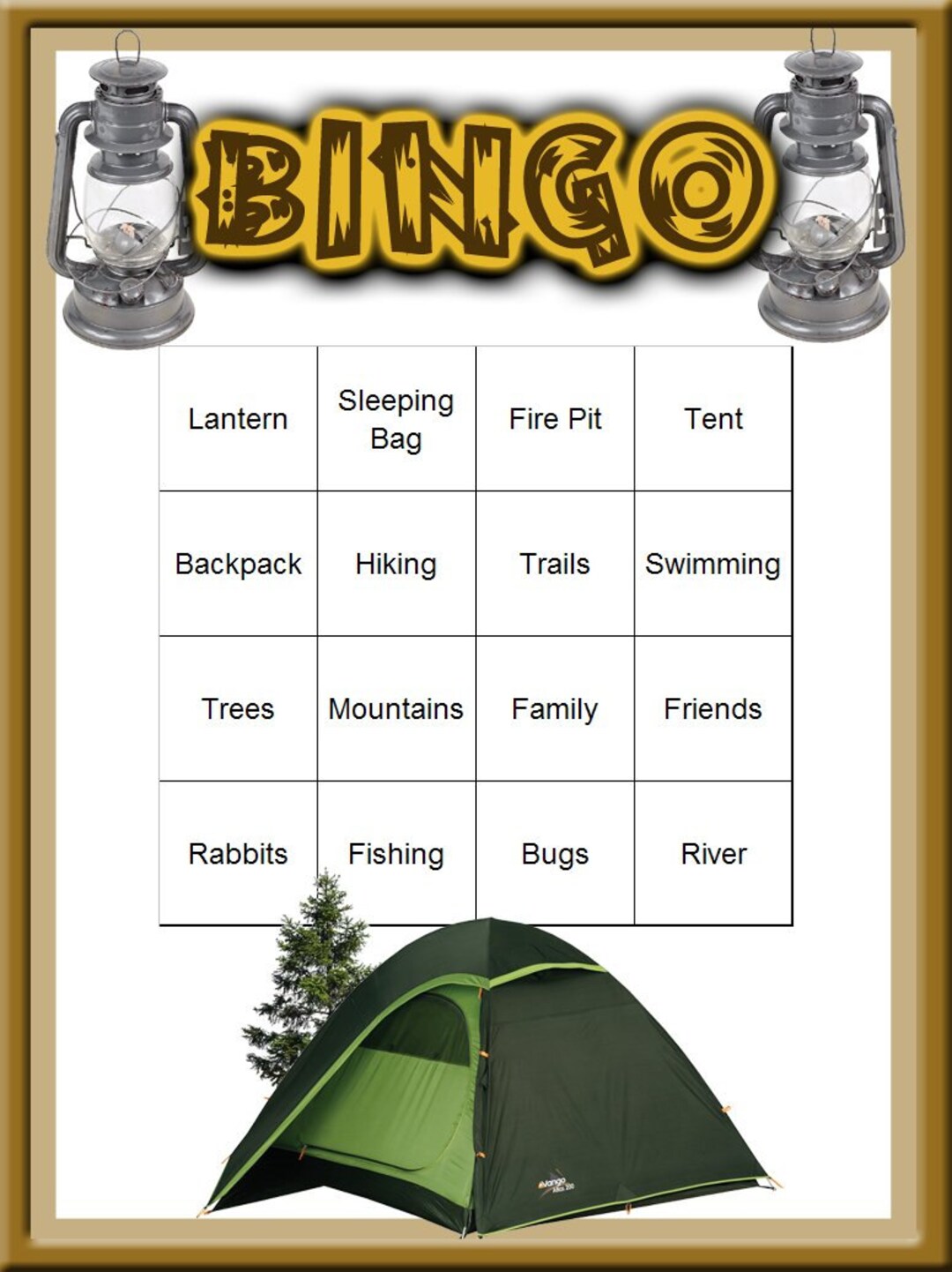 Camping Themed Bingo Set - Etsy