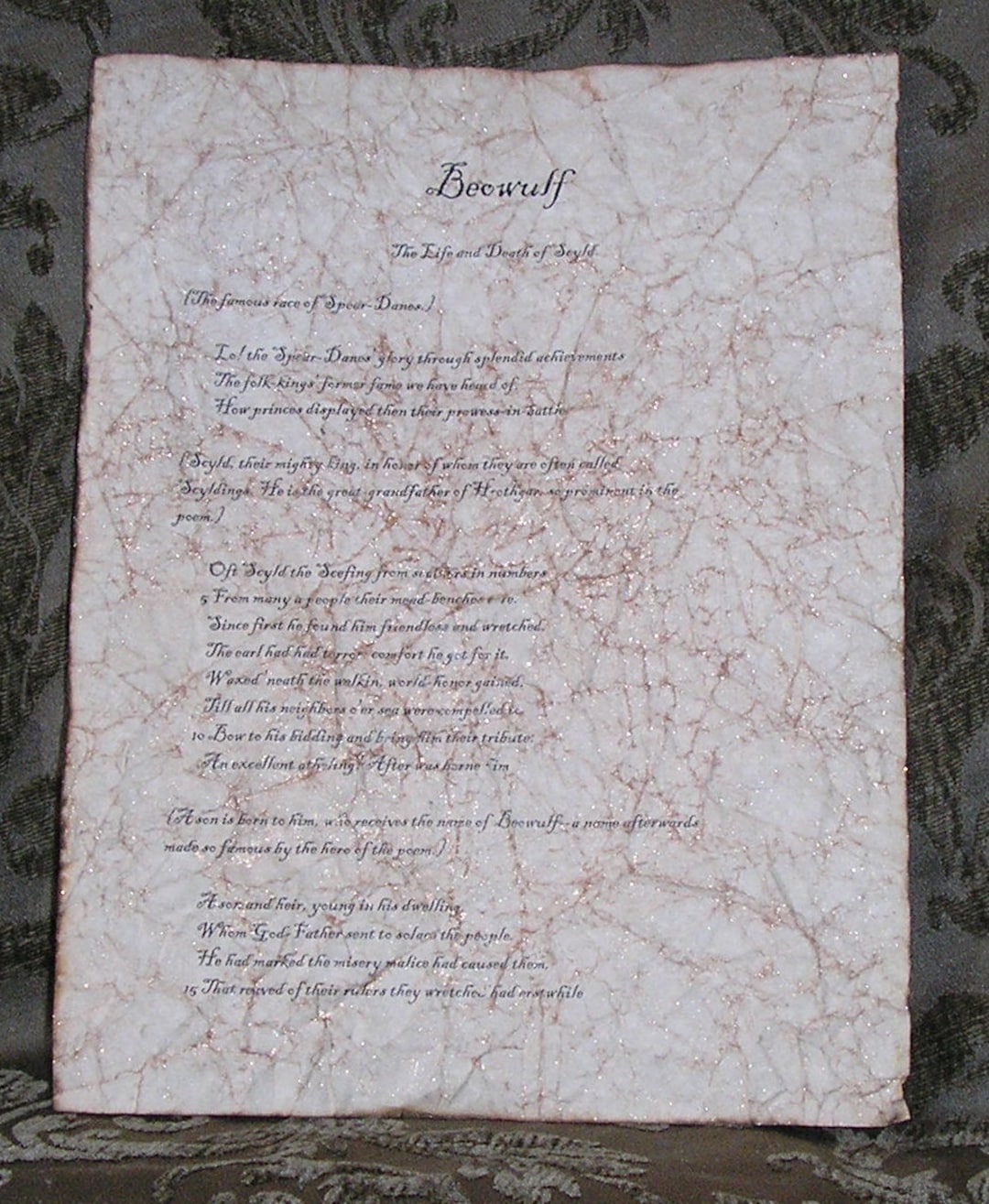Beowulf Antiqued First Page - Etsy