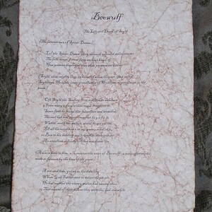 Beowulf Antiqued First Page - Etsy