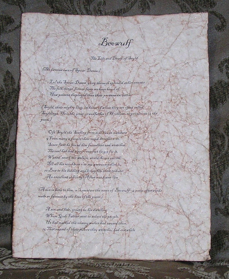 Beowulf Antiqued First Page - Etsy