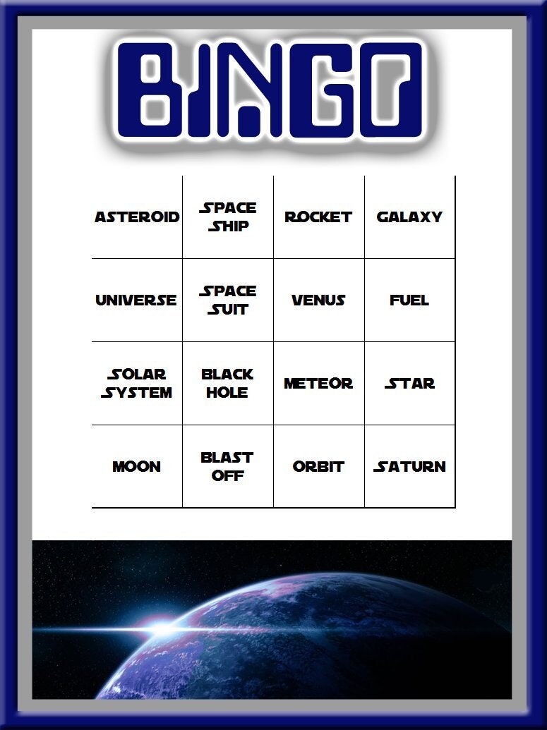 Outer Space Themed Bingo Set - Etsy