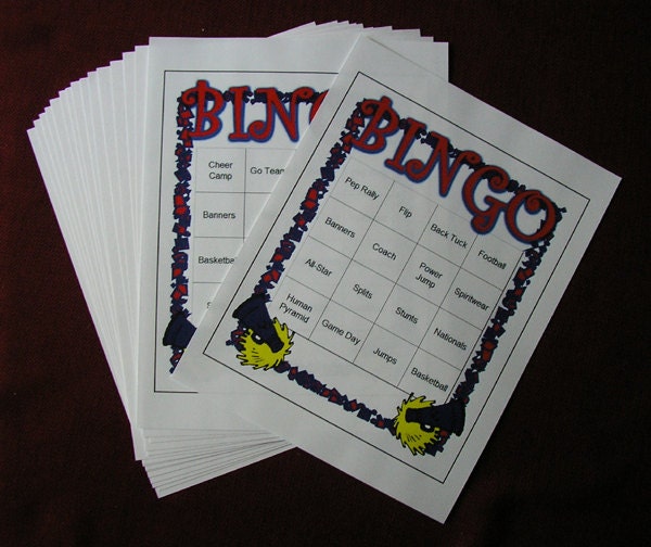 Cheer Leading Themed Bingo Set | Etsy