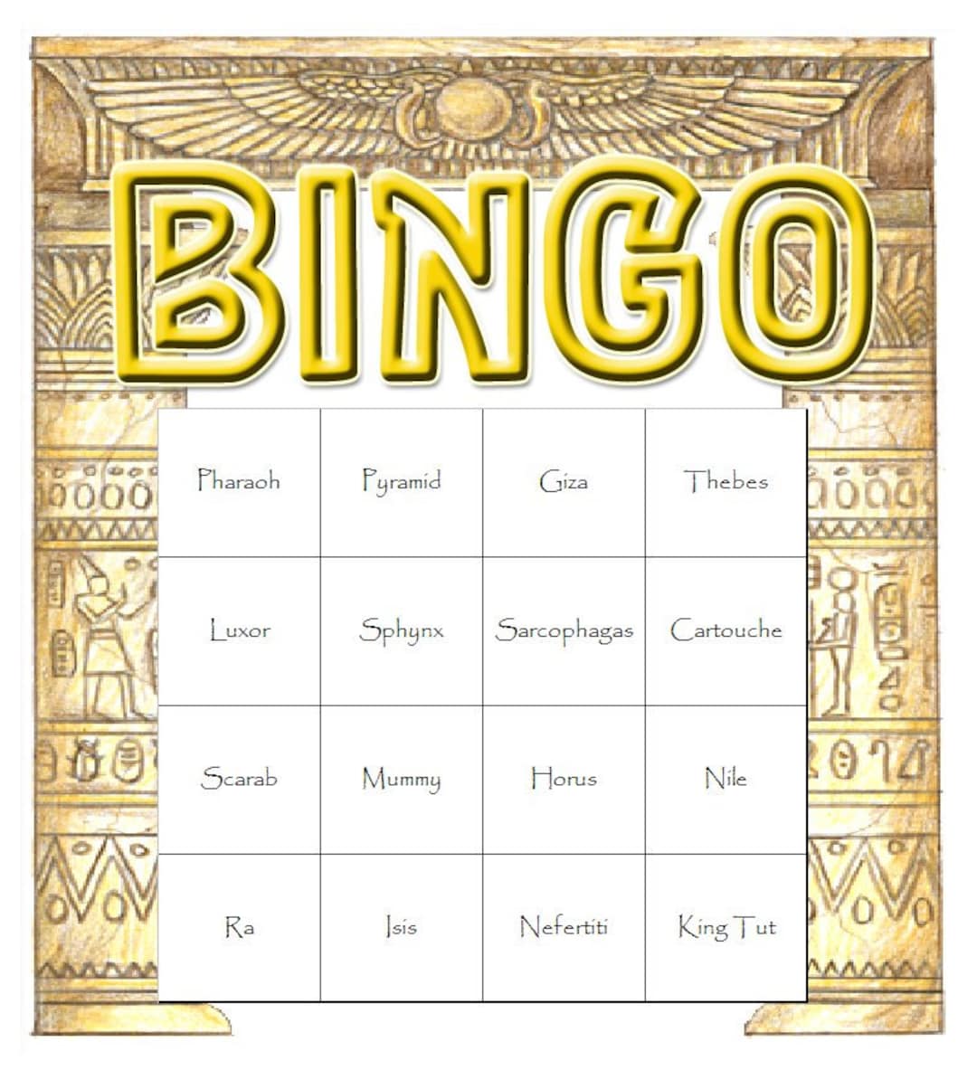 Egyptian Themed Bingo Set - Etsy