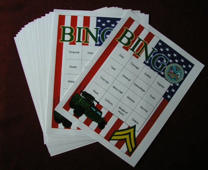 US Army Themed Bingo Set - Etsy