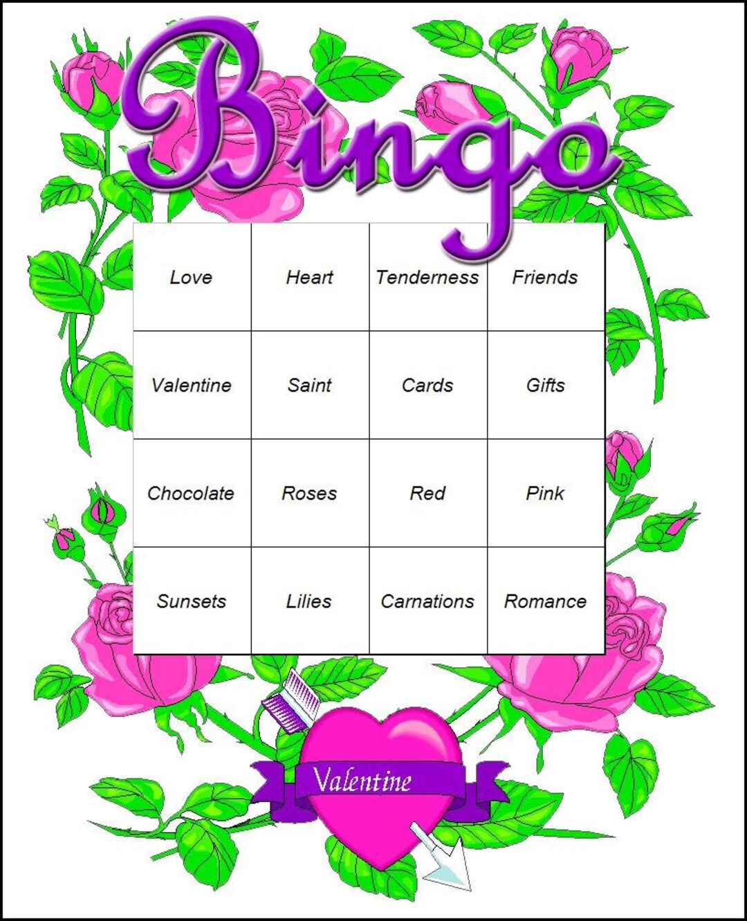 Valentine's Day Themed Bingo Set - Etsy