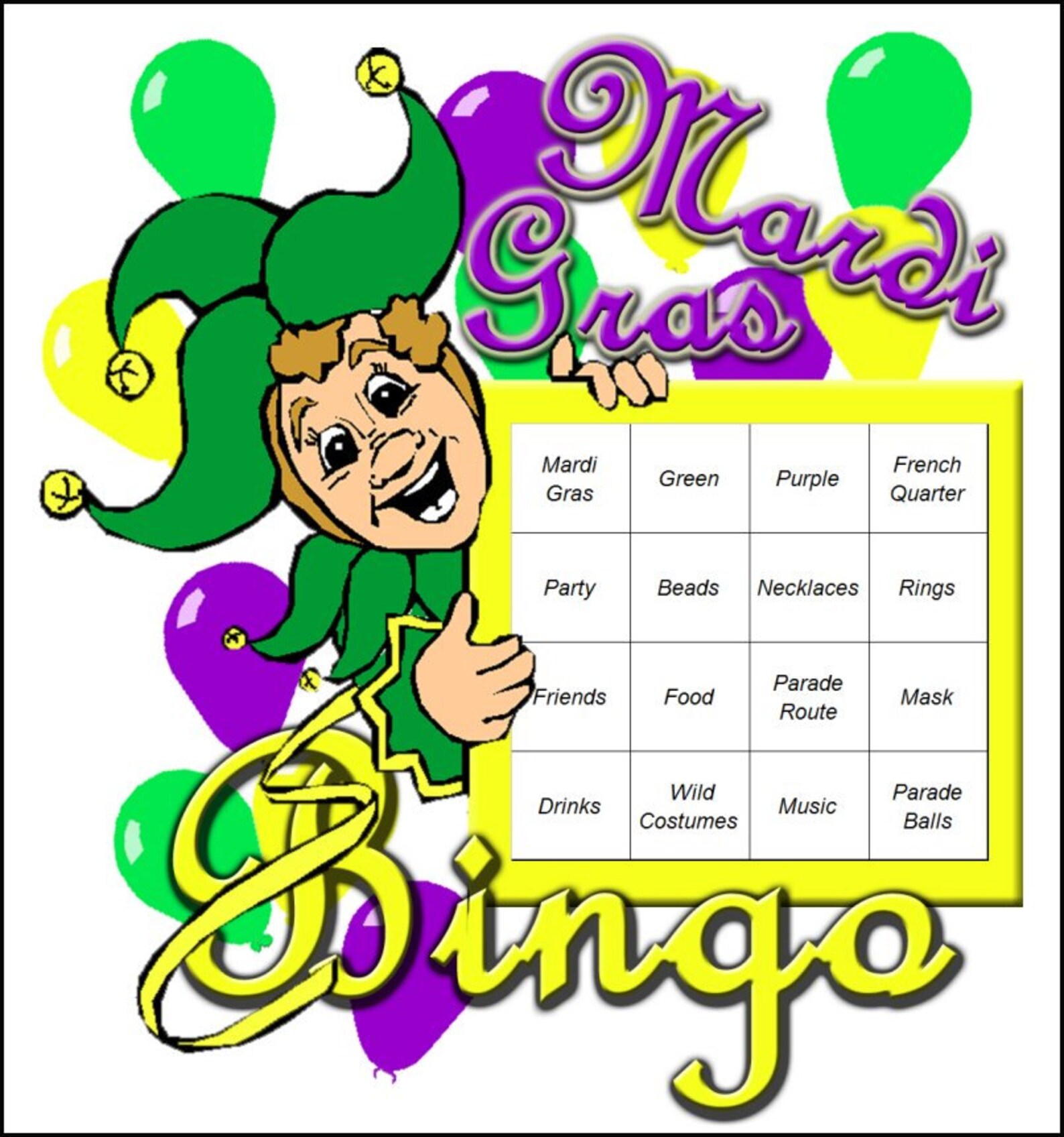 Mardi Gras Themed Bingo Set - Etsy